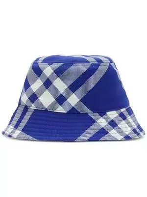 Burberry Checked Bucket Hat - Blue