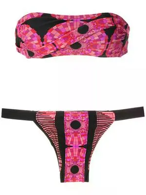 AMIR SLAMA Patchwork Bandeau Bikini Set - Black