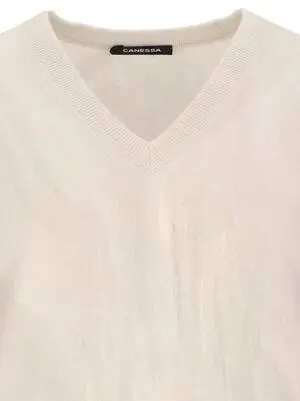 CANESSA Cashmere V-neck Sweater - Neutrals