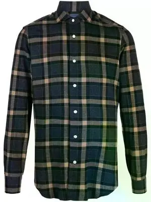 BARBA NAPOLI Checked Long-sleeve Cotton Shirt