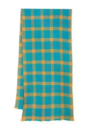 Altea Checked Knitted Scarf - Blue