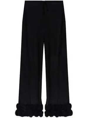 Oseree Floral-appliqué Trousers - Black