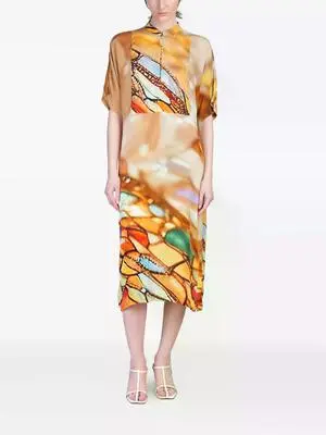YAVI Graphic-print Midi Dress - Neutrals