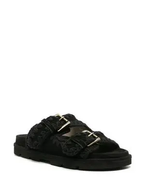 Mou Bio Suede Sandals - Black