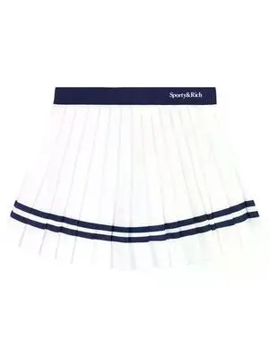 SPORTY & RICH Logo-print Pleated Skirt - White