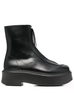 THE ROW Zipped Ankle Boots - Black