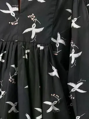 MACGRAW Bird Print Puff Sleeve Blouse