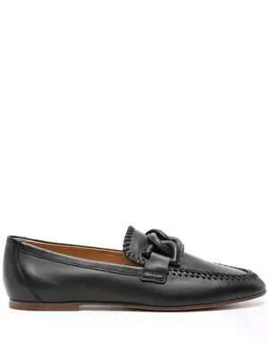 TOD'S Chain-link Leather Loafers - Black