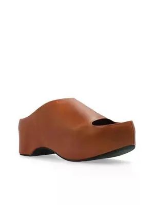 Marni Leather Platform Mules - Brown