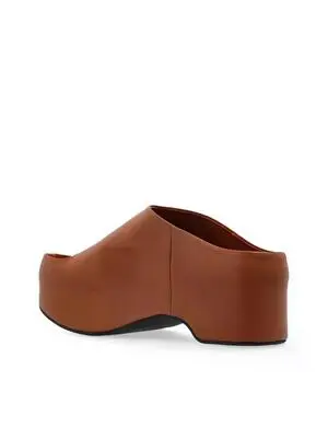 Marni Leather Platform Mules - Brown
