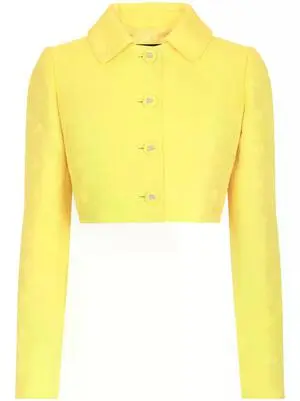 Dolce & Gabbana Monogram-jacquard Cropped Jacket - Yellow