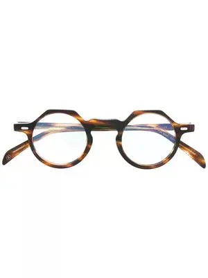 LESCA Yoga Round Frame Glasses - Brown