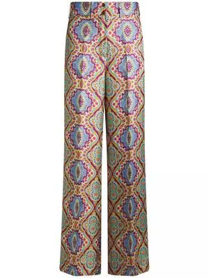 Etro Medallion-print Silk Trousers