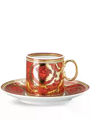 Versace Medusa Garland Espresso Cup And Saucer - Red