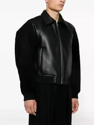 Random Identities Faux-leather And Faux Shearling Bomber Jacket