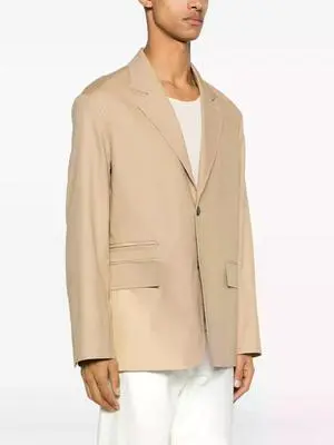 LANVIN Single-breasted Cotton Blazer - Neutrals