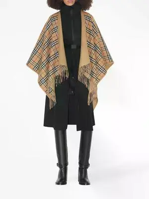 Burberry Check-pattern Reversible Wool Cape - Neutrals