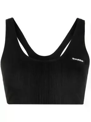 SPORTY & RICH Serif Logo-patch Ribbed Bra