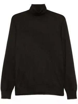 Zegna Ribbed Knit Roll Neck Sweater - Brown
