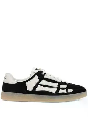 Amiri Suede Bone Appliqué Low Top Sneakers - Black