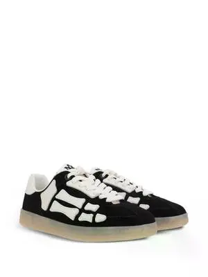 Amiri Suede Bone Appliqué Low Top Sneakers - Black