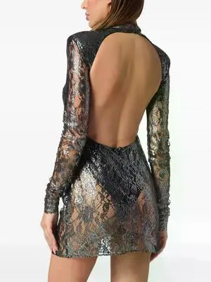 Philipp Plein Crystal Lace Mini Dress