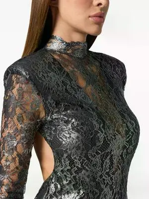 Philipp Plein Crystal Lace Mini Dress