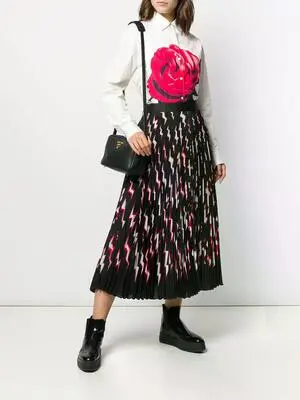 Prada Pleated Lightning Bolt Skirt