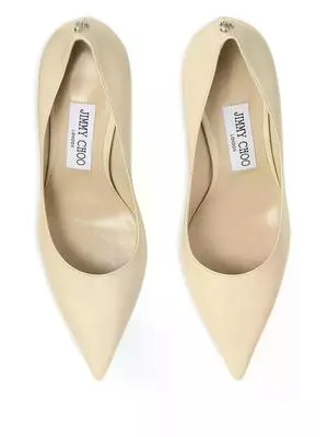 JIMMY CHOO Love 85mm Leather Pumps With Gold Tone Emblem