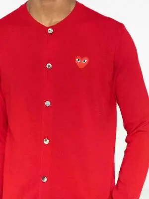 Play Comme Des Garcon Wool Cardigan With Logo Patch
