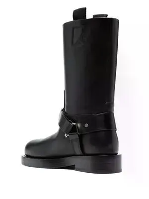 Burberry Buckled-strap Leather Boots