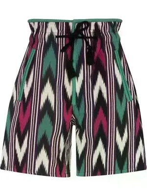 MARANT ETOILE Zigzag-print High-waisted Shorts - Neutrals