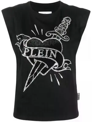 Philipp Plein Crystal-embellished Logo Tank Top