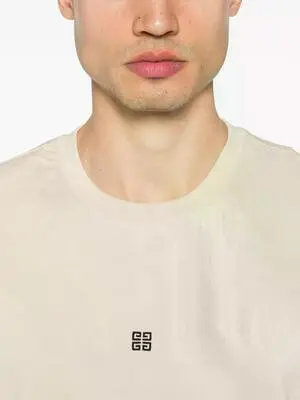 Givenchy 4g-embroidery Cotton T-shirt - Neutrals