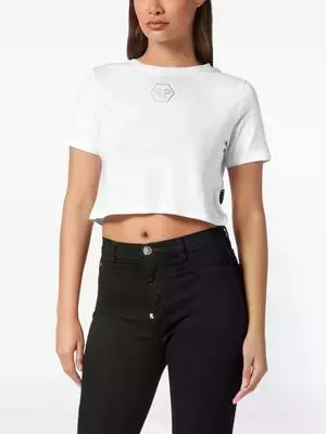 Philipp Plein Crystal Hexagon Cropped T-shirt