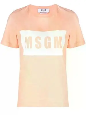 MSGM Logo-print Short-sleeve T-shirt - Orange