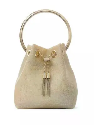 JIMMY CHOO Bon Bon Bucket Bag With Metal Bracelet Handle - Gold