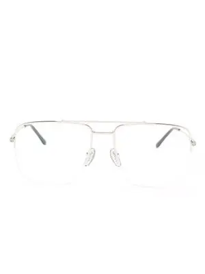 Gucci Logo-engraved Square-frame Glasses - Silver
