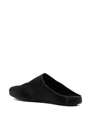 UMA WANG Leather Ballet Slippers With Faux-fur Detail - Black