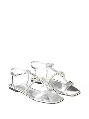 JIMMY CHOO Gwyn Flat Sandals - Silver