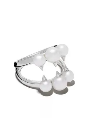 TASAKI 18kt White Gold Danger Signature Ring - Silver