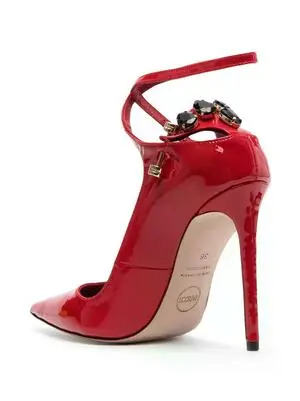 HARDOT 120mm Crystal-embellished Leather Pumps - Red