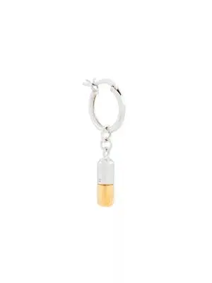 TRUE ROCKS Two-tone Pill Hoop Earring - Silver