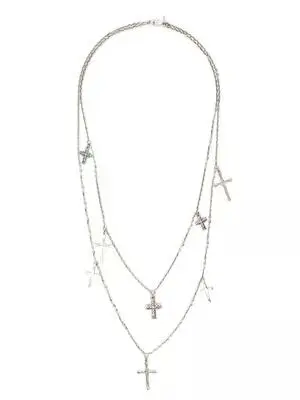 Emanuele Bicocchi Crosses Double Chain Necklace - Silver