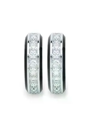 LOEV 14k White Gold 1.4 Ct. Diamond Eternity Hoop Earrings - Silver