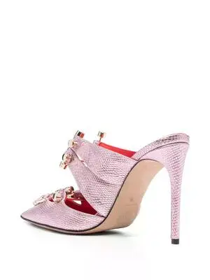 HARDOT 105mm Snakeskin-effect Mules With Crystal Embellishment