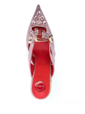 HARDOT 105mm Snakeskin-effect Mules With Crystal Embellishment