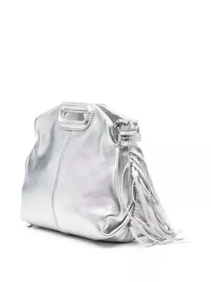 Maje Miss M Metallic Leather Mini Bag With Fringes - Silver