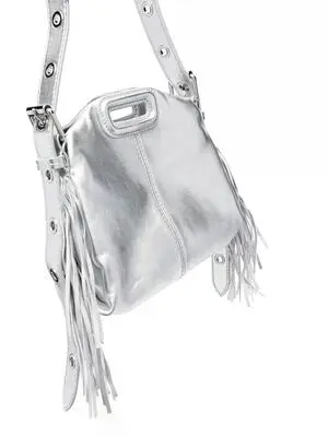 Maje Miss M Metallic Leather Mini Bag With Fringes - Silver