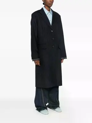 Miu Miu Single-breasted Pinstripe Virgin Wool-blend Coat